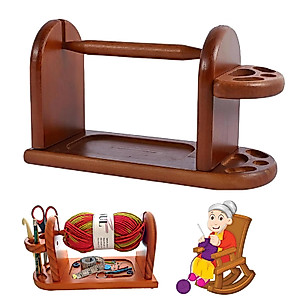 Generic Yarn Holder for Crocheting Wooden Yarn Rack Stand with Slots Yarn Storage Organizer Knitting & Crochet Supplies Horizontal Yarn Spinner Stable Yarn Ball Dispenser for Knitting Lovers, Brown