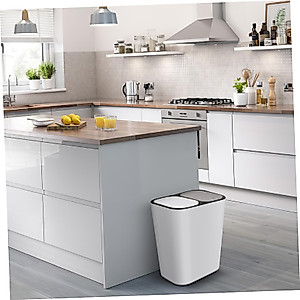 Yardwe Trash Can with Lid Container with Lid Bin with Lid White Bins Trashcan with Lid White Garbage Can White Trash Can Garbage Can with Lid Home Wastebasket Dust Bin Small Pedal Plastic