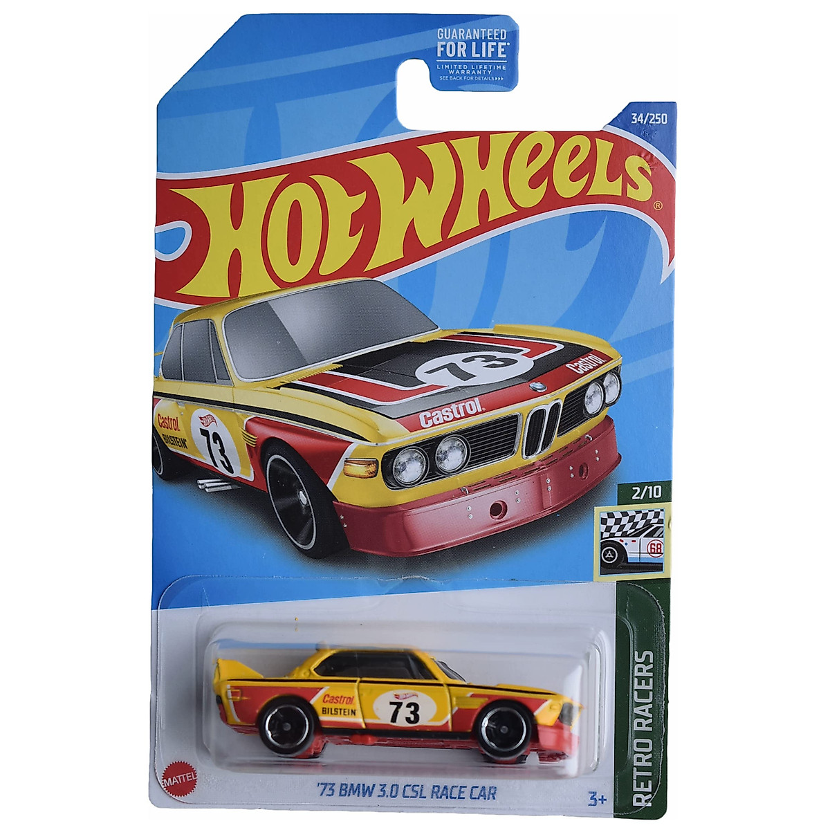 Hot Wheels '73 BMW 3.0 CSL Race Car, Retro Racers 2/10 [Yellow]
