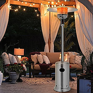 Giantex Patio Heaters for Outdoor Use, 48000 BTU Propane Outdoor Heaters with Wheels, Stainless Steel Outdoor Heat Lamp with Trip-over Protection & CSA Certified for Commercial and Household (Silver)