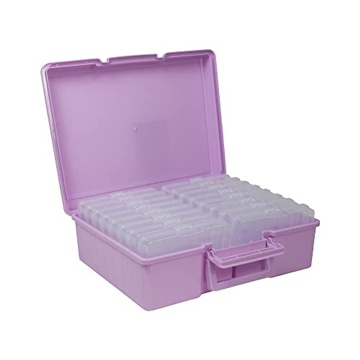 Everything Mary 4" x 6" Photo Storage Box, Purple - 16 Inner Organizer Cases - Portable Multi-Purpose Storage