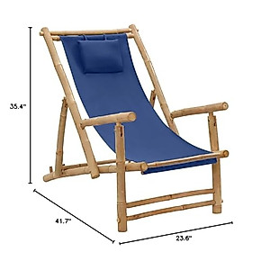 NusGear Deck Chair Bamboo and Canvas Navy Blue-7489