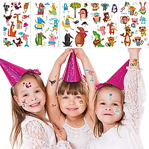 Konsait 24 Sheets Animal Temporary Tattoos for Kids(230+pcs), Zoo Jungle Sea Animal Fake Tattoos Waterproof Tattoo Sticker Decor for Children Boys Girls Animal Birthday Party Favor Gift Bags Filler