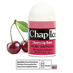 Chap-Ice® | 12-Count Mini Cherry Lip Balm | Lip Balm Pack Fortified with Vitamin E for Dry, Cracked Lips | Made in USA | 12-Count Mini Lip Balm with Cherry Flavor (0.10oz/3g Each)