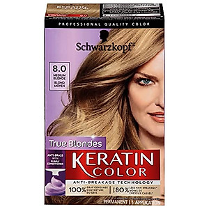 Schwarzkopf Keratin Color Permanent Hair Color Cream, 8.0 Medium Blonde
