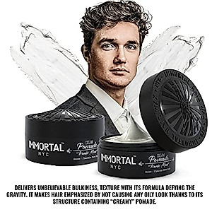 IMMORTAL NYC Hair Styling Pomade - Iconic Man, Flexible Medium Hold, Low Shine Pomade - Mens Water Based, No Residue Hair Balm - All Natural Pomade Cream for All Hair Types