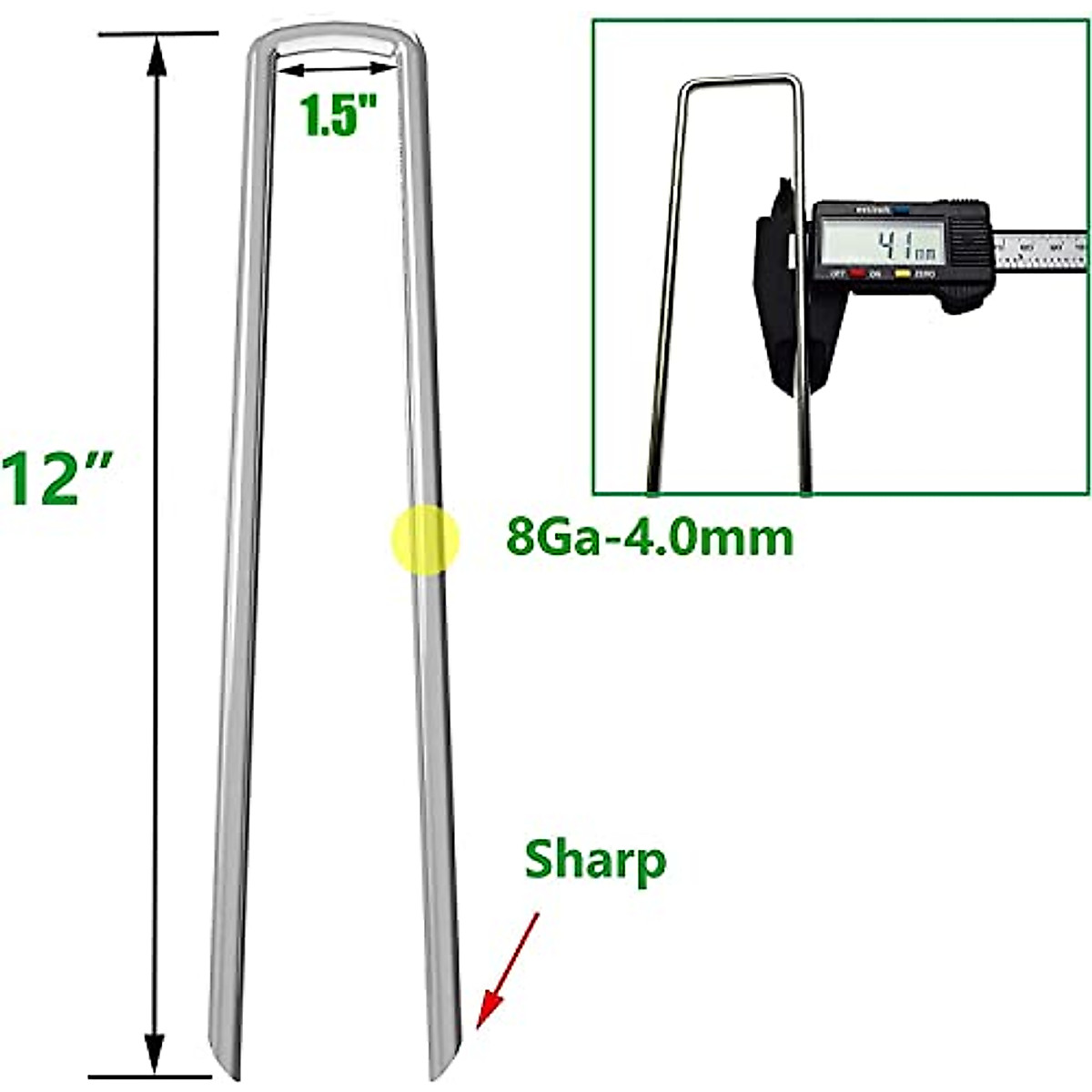 AAGUT 12 Inch 8 Gauge Galvanized Garden Landscape Staples Fence Stakes 20 PCS Anti-Rust Landscape Pins for Secure Lawn Fabric, Weed Barrier Fabric, Ground Cover, Dripper Irrigation Tubing Soaker Hose