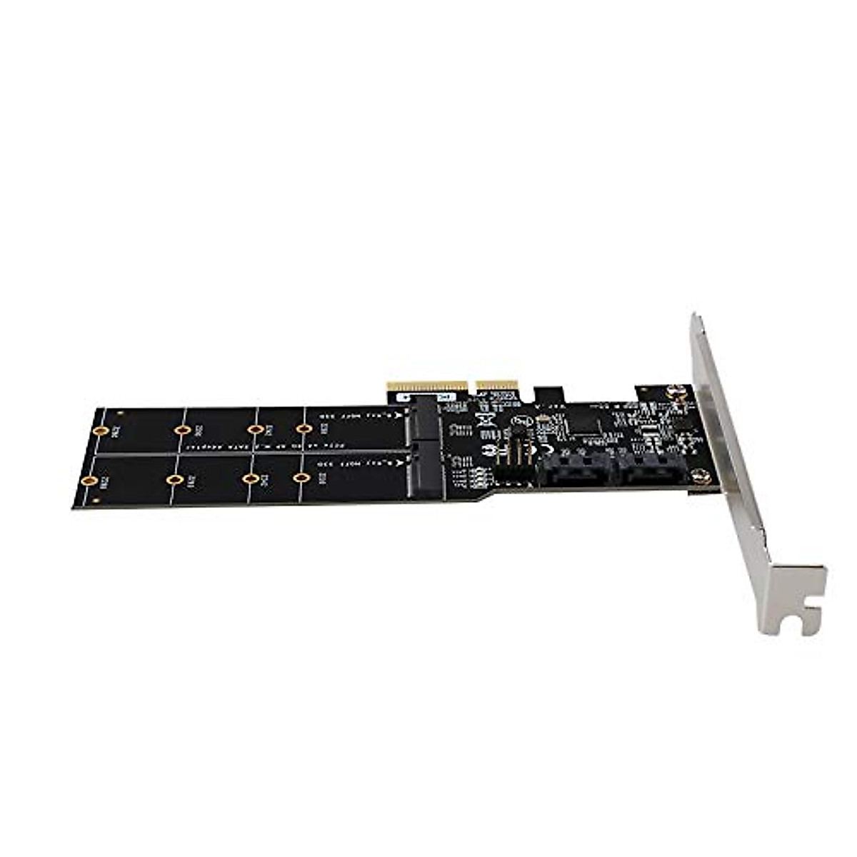 4in1 Dual M.2 NGFF (B Key) SSD+ Dual SATAIII 6G SSD/HDD to PCI Express 4X Converter Adapter with Low Profile Bracket for Desktop PC