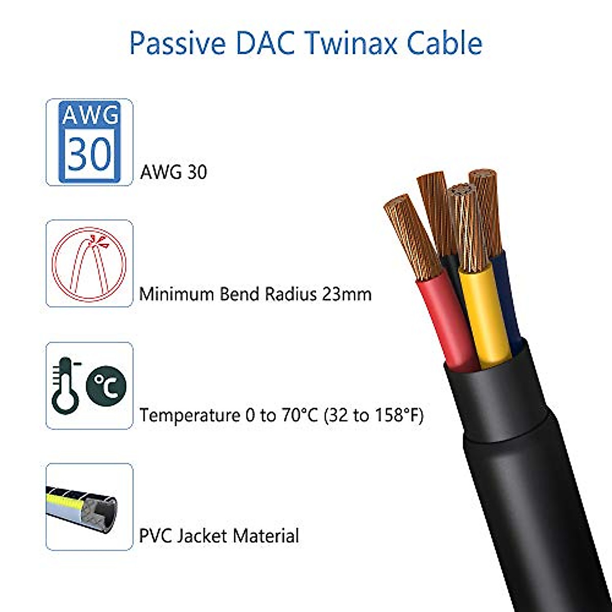 QSFPTEK 10G SFP+ DAC Cable, 1m (3ft) Passive Direct Attach Copper Twinax Cable for Cisco SFP-H10GB-CU1M, Ubiquiti, D-Link, Netgear, Mikrotik, Open Switch Devices