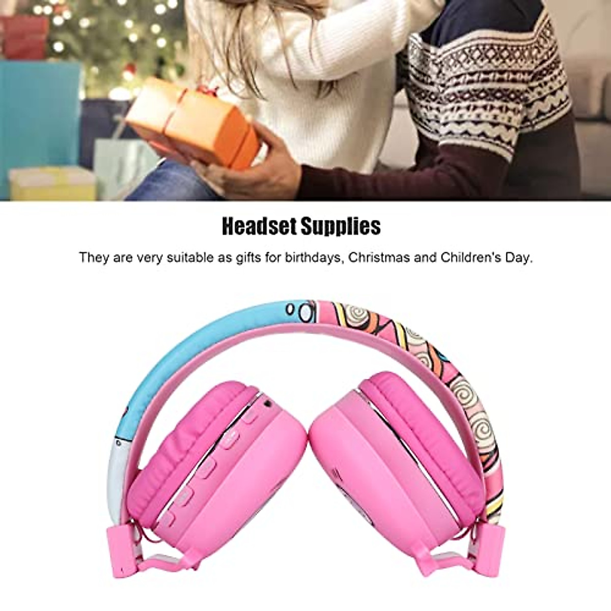 Kids Bluetooth Headphones,Over-Ear Foldable Noise Cancelling Headset,Cute Cartoon Wired/Wireless Headphones,Built in Microphone,Stereo Sound,Up to 4-6 Hours Play,for Children, Adolescents,Adults