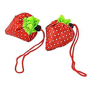 MOONRING Strawberry Shopping Bag Foldable Nylon Bag Shoulder Pouch Tote Bags
