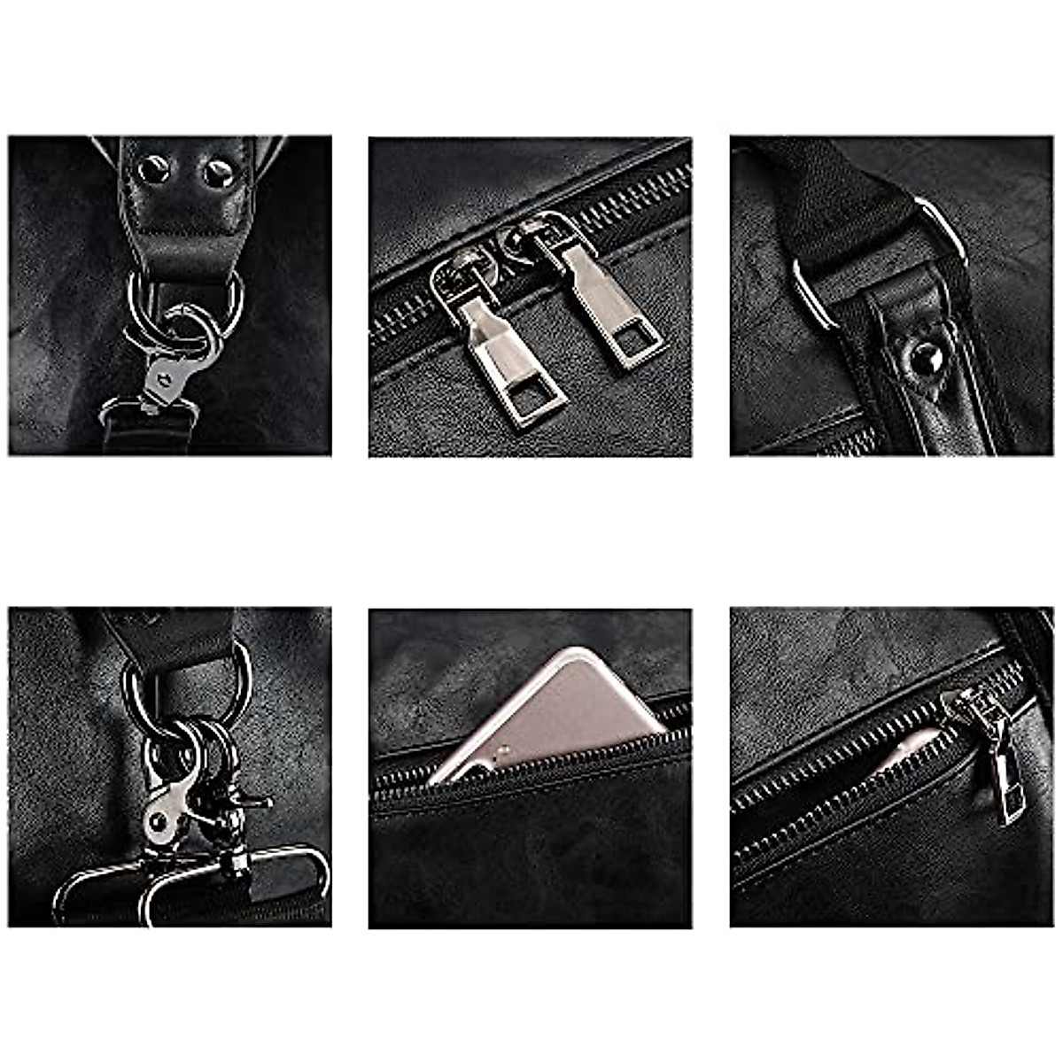 Leather Travel Bag with Shoe Pouch,Weekender Overnight Bag Waterproof Leather Large Carry On Bag Travel Tote Duffel Bag for Men or Women