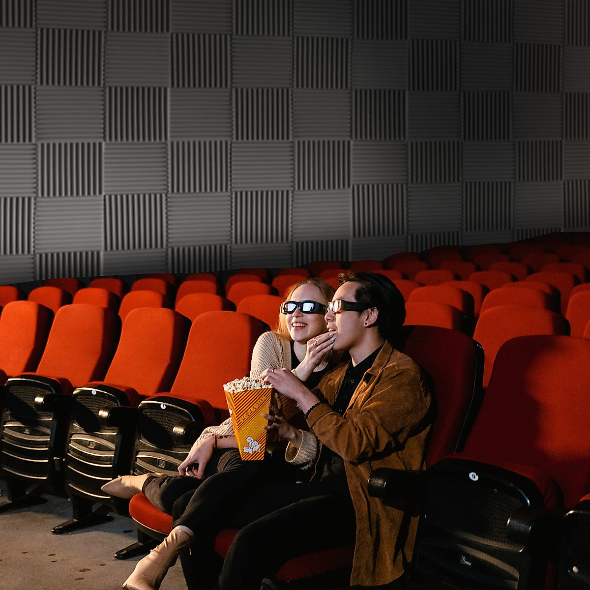 Sound Proof Foam Panels for Walls: 12 pcs Acoustic Foam Panels with Double Side Adhesive Sticker for Studio Recording Office Bedroom Home Theaters 1 X 12 X 12 Inches (Triangle Gray)