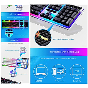 G21B Keyboard and Mouse Set USB Wired Gaming Keyboard Mouse Combo Gamer Desktop Mouse Keyboard Set White