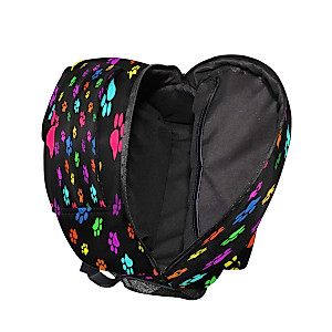 ALAZA Colorful Paw Print Black Backpack Daypack School Bag Travel Shoulder Bag for Students Boys Girls