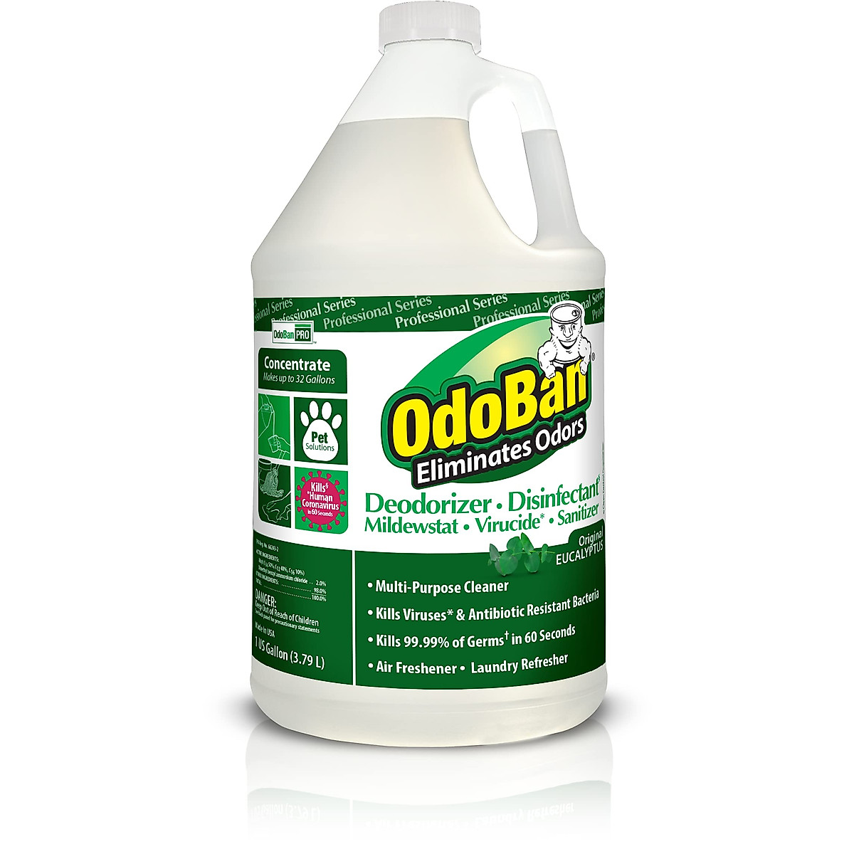 OdoBan Professional Disinfectant and Odor Eliminator Concentrate, 1 Gallon, Original Eucalyptus Scent