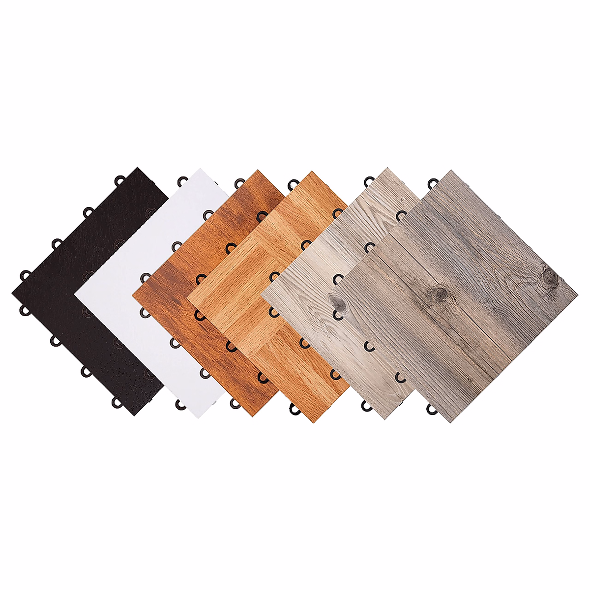 IncStores 3/8" Thick Snap Together Dance Flooring Tiles | 12”x12” Printed Vinyl Dance Floor Tiles for Practice & Performance | Beachwood | 52 Tile Pack