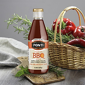 1787 PONTI Chef Premium BBQ Glaze with 100% Italian Apple Cider Vinegar - Thick Texture, Delicate taste with Pleasingly Fruity, Tangy Flavor - Perfect Blend of Spices and Seasonings - 16.58 OZ