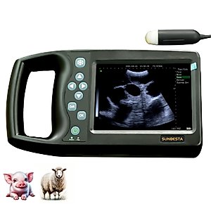SUNBESTA Veterinary Ultrasound Machine Lightweight, Portable Design with 5.7 Inch LCD Screen, 3.5MHz High Frequency Mechanical Probe for Pregnant Pigs, Sheep and Goats Only