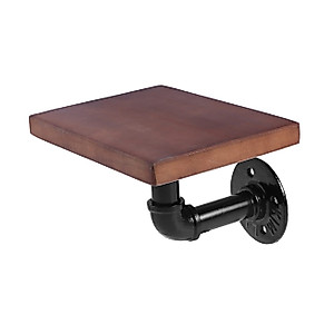 LIFKOME 3pcs Industrial Floating Wall Shelves Wall Mounted Shelves Floating Shelves Wall Mounted Floating Wood Shelves Wall Hanging Wall Mounted Plant Holder Shelf Metal Wooden Iron Tube