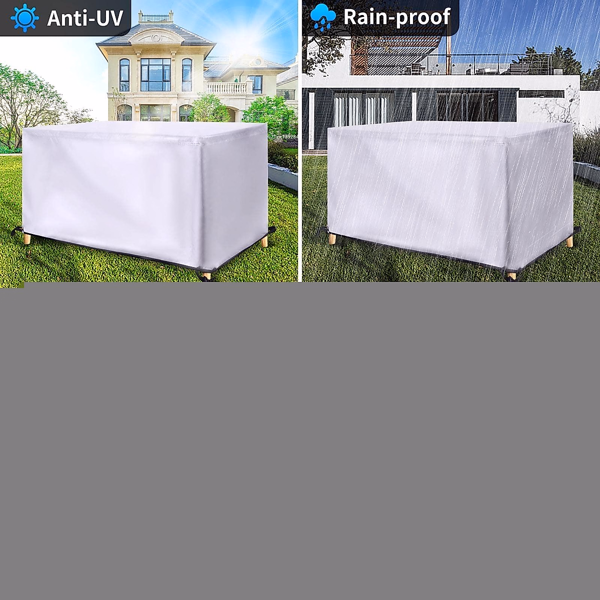 Patio Furniture Cover Waterproof/Outdoor Table Cover Waterproof 53x37x35in /LxWxH Patio Table Cover Outdoor Furniture/ Patio Heavy Duty Outdoor Furniture Covers, Wind Patio Sectional Couch Cover
