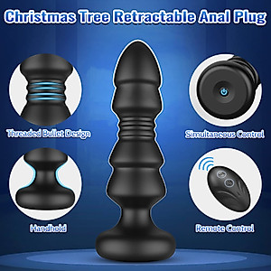 Thrusting Sex Toys Anal Plugs - Anal Toys Sex Toy Remote Control Vibrating Butt Plug G Spot Vibrator, Anal Beads with 5 Vibrating & Thrusting Prostate Massager, Anal Sex Toys for Male and Female