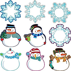 Colorful Winter Mix Cut-Outs Versatile Classroom Decoration Snowmen Snowflake Cutouts with Glue Point Dots for Bulletin Board School Christmas Winter Theme Party, 5.9 x 5.9 Inch (45 Pieces)