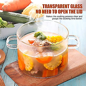 Glass Cooking Saucepan Stovetop Safe - ZDZDZ 1800ML/60Oz Microwave Glass Cooking Pot, Simmer Pot with Cover and Handle, Safe to Heat Pasta Noodle, Soup, Milk, Baby Food