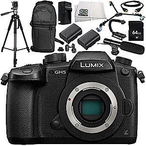 Panasonic Lumix DC-GH5 Mirrorless Micro Four Thirds Digital Camera 13PC Accessory Bundle – Includes 64GB SD Memory Card + More - International Version (No Warranty)