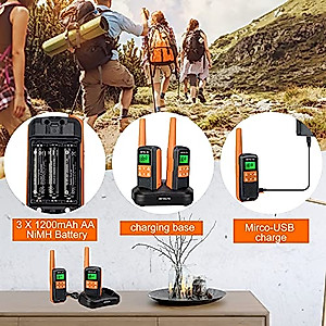 Retevis RT49 Walkie Talkies Rechargeable,IP65 Waterproof Two Way Radios for Adults, NOAA VOX Flashlight 1200mAh AA Battery, Long Range 2 Way Radio for Outdoor Hiking Camping Skiing(2 Pack)
