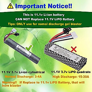 funkawa Shockli Water Bead Gel Ball Blaster 11.1V 2000mAh Rechargeable Battery with Charging Cable, Replacement Battery for Airsoft Gel Ball Blaster(1-Pack)