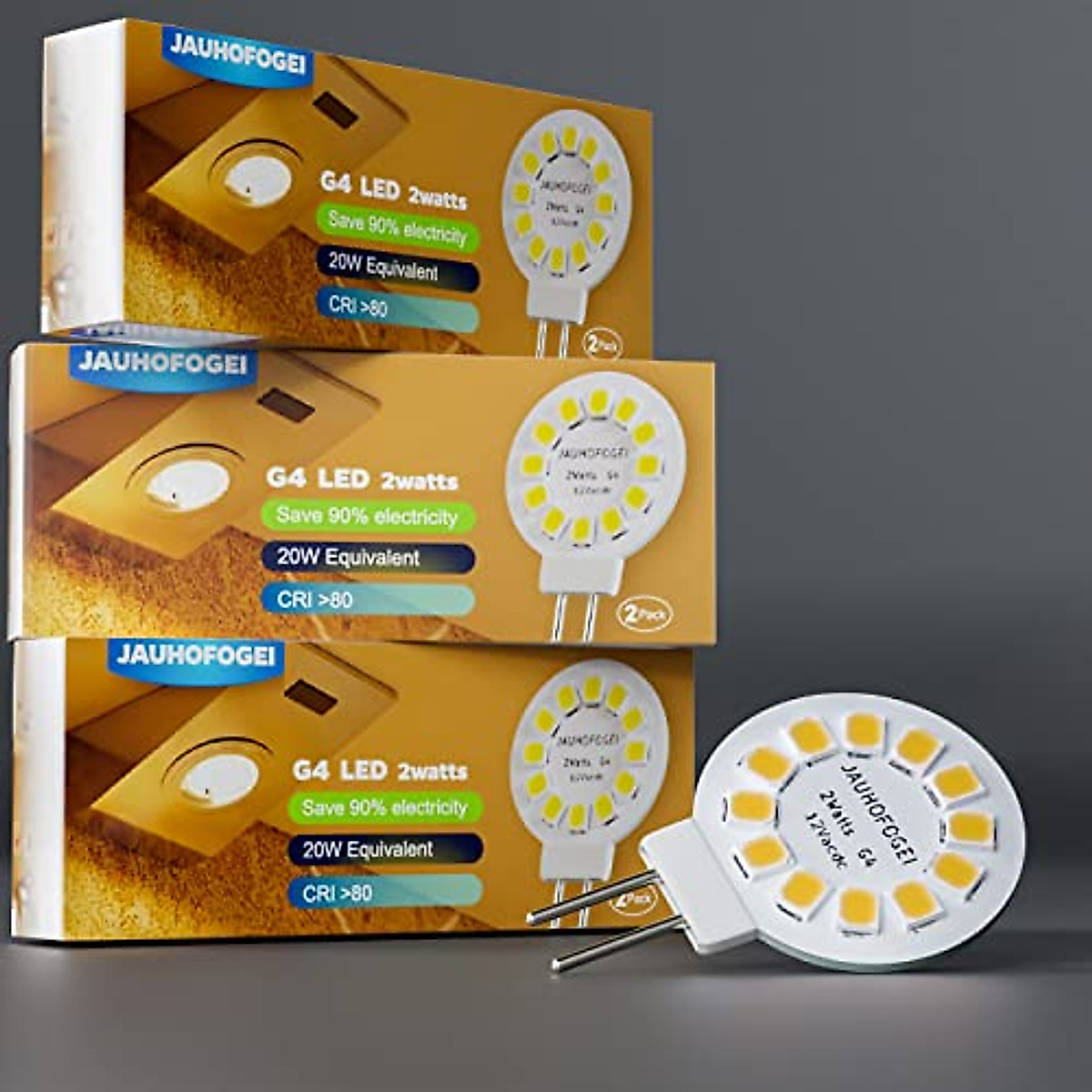 JAUHOFOGEI G4 LED Disc Bulb 12V Warm White 2700K - Under Cabinet Lighting Bulb G4 LED T3 20W Halogen JC Bulb Replacement for Non dimmable Puck Light - 12 Volt ac/dc 2 Watt Bi-pin Base Bulbs - 6 Pack