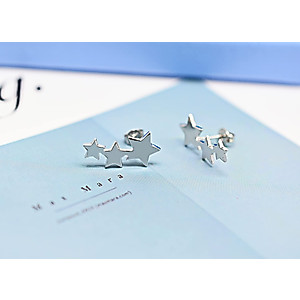 Sterling Silver Star Stud Hypoallergenic Stars Post Earrings for Girls Teens Women