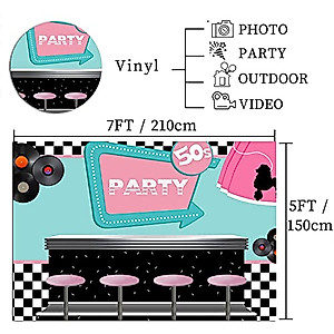 50's Soda Shop Backdrop Vinyl 7X5FT Back to 50's Rocking Party Decorations 1950's Themed Photo Background Photo Shoot Banner