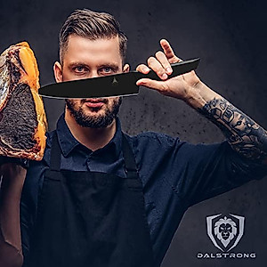 Dalstrong Shadow Black Series Black Titanium Nitride Coated High Carbon 7CR17MOV-X Vacuum Treated Steel Chef Kitchen Knife, 8 Inches, Sheath Included