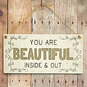 Meijiafei You are Beautiful Inside & Out - Beautiful Motivational Home Accessory Gift Sign 10"x5"