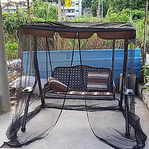 Patio Swing Mosquito Netting, Mosquito Mesh Screen, Outdoor Rectangle with Zipper Opening and roof Waterproof Tent(3 Seater 125x185x205cm)