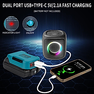 5-Packs USB Charger Adapter for Makita 18V LXT Battery,Battery Holders with USB-A&USB-C 2.1A Fast Charge Ports