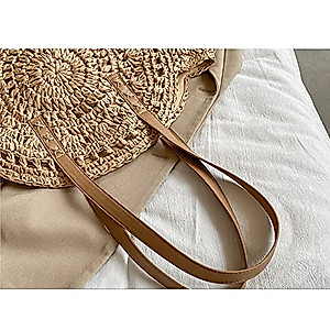 INS female literature and art small large capacity handmade beach weave retro shoulder straw bag(2)