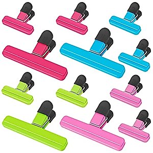 12 Pack Chip Clips, Food Bag Clips (4 Large & 8 Small Size), Kitchen Clips Chip Bag Sealing Clips for Refrigerator Food Storage Packages, Snack Bags, Photos