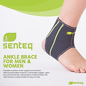 SENTEQ Ankle Brace for Men & Women- Compression Support for Sprained Ankles & Plantar Fasciitis, Elastic Neoprene Slim Sleeve for Jogging and Running, Ankle Stabilizer and Support for Walkers (Large)