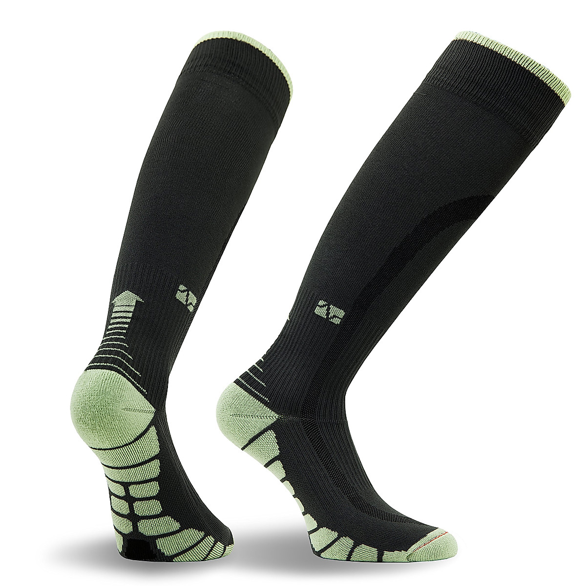 Vitalsox Patented Graduated Compression Socks, Carbon/Lime, Large