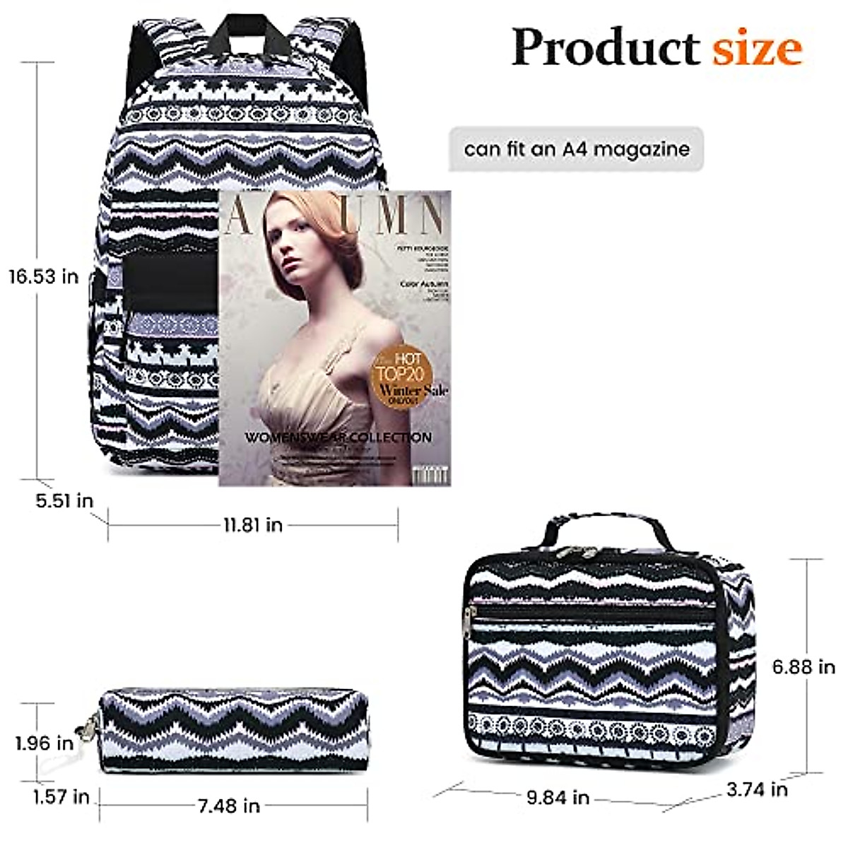 ANRABEGA Kids Backpack with Pencil Pouch, Casual High-Capacity Kawaii Water Resistant Travel Backpacks for Girls Boys Adult (black)