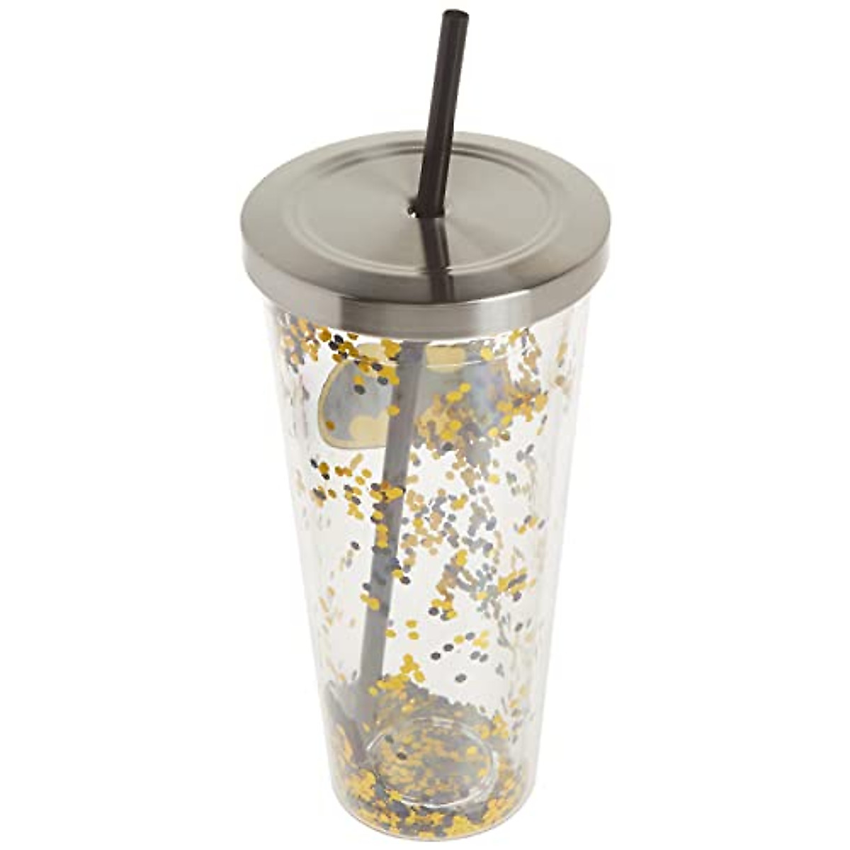 Spoontiques - Glitter Filled Acrylic Tumbler - Glitter Cup with Straw - 20 oz - Stainless Steel Locking Lid with Straw - Double Wall Insulated - BPA Free - Batman