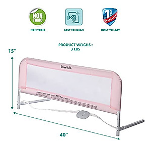 Dream On Me Adjustable Mesh Bed Rail in Pink, Two Height Levels, Breathable and Durable Fabric, Lightweight and Portable Bed Rail for Toddlers, Double Pack