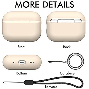 NIUTRENDZ AirPods Pro 2 Case Cover 2022 Slim Silicone Shock-Absorbing Protective Case with Lanyard [Front LED Visible] (Beige)