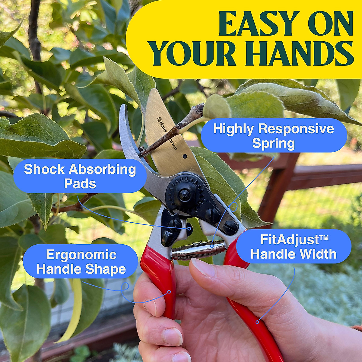 EnduroPRO Titanium Pruning Shears - Best Garden Shears, Tree Trimmer, Hand Pruner-Ideal Branch, Hedge, Shrub & Bush Clippers-Razor Sharp Bypass Secateurs Ergonomic Gardening Tool for Effortless Cuts