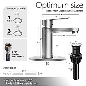 SOKA Bathroom Sink Faucet, Straight Head, Brushed Nickel