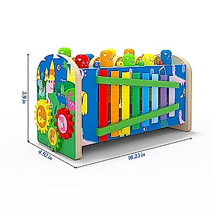 SILERUR 8 in 1 Wooden Montessori Toys for 1 2 3 4 Year Old Boys Girls Whack a Mole Game Hammering and Pounding Toys with Xylophone Fishing Game Toddlers Educational Developmental Learning Toys Gifts