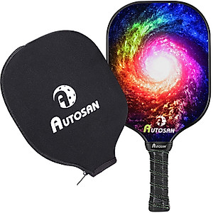 AUTOSAN Pickleball Paddle Graphite and Fiberglass Composite Face & Aramid Honeycomb Core,EdgeSentry Protect Pickleball Paddle with Cover,Rule Ebook,Lightweight 7.2-7.5OZ,Indoor Outdoor,Kid,Men Women